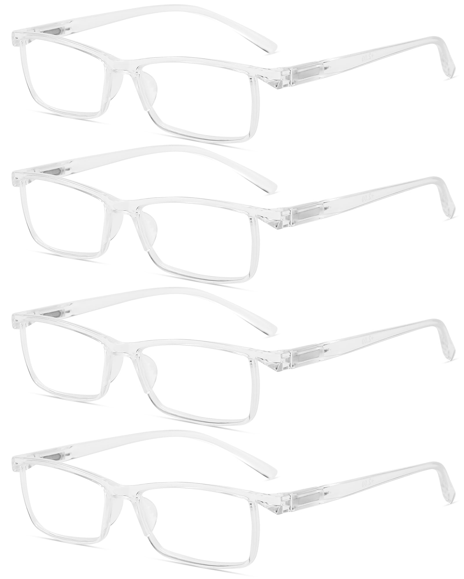 AJYADO Reading Glasses Blue Light Blocking - Computer Readers Men Women Magnifying Eyeglass Anti Blue ray Ultra Light Spring Hinge (4Pcs Clear 1.5)