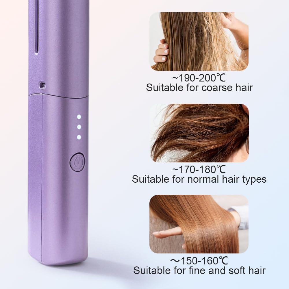 Rechargeable Mini Hair Straightener, 2023 New Rechargeable Cordless Hair Straightener Brush, Three Temperature Adjustment Straightening Brush 3D Hair Care Comb for Dry and Wet Hair (Green)