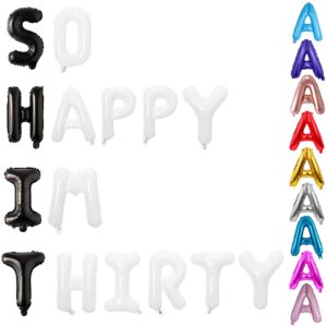 funny 30th birthday decorations for him and her - so happy im 30 phrase letter balloons birthday banner - 16” balloon letters foil balloons for happy birthday décor - dirty 30 birthday balloons