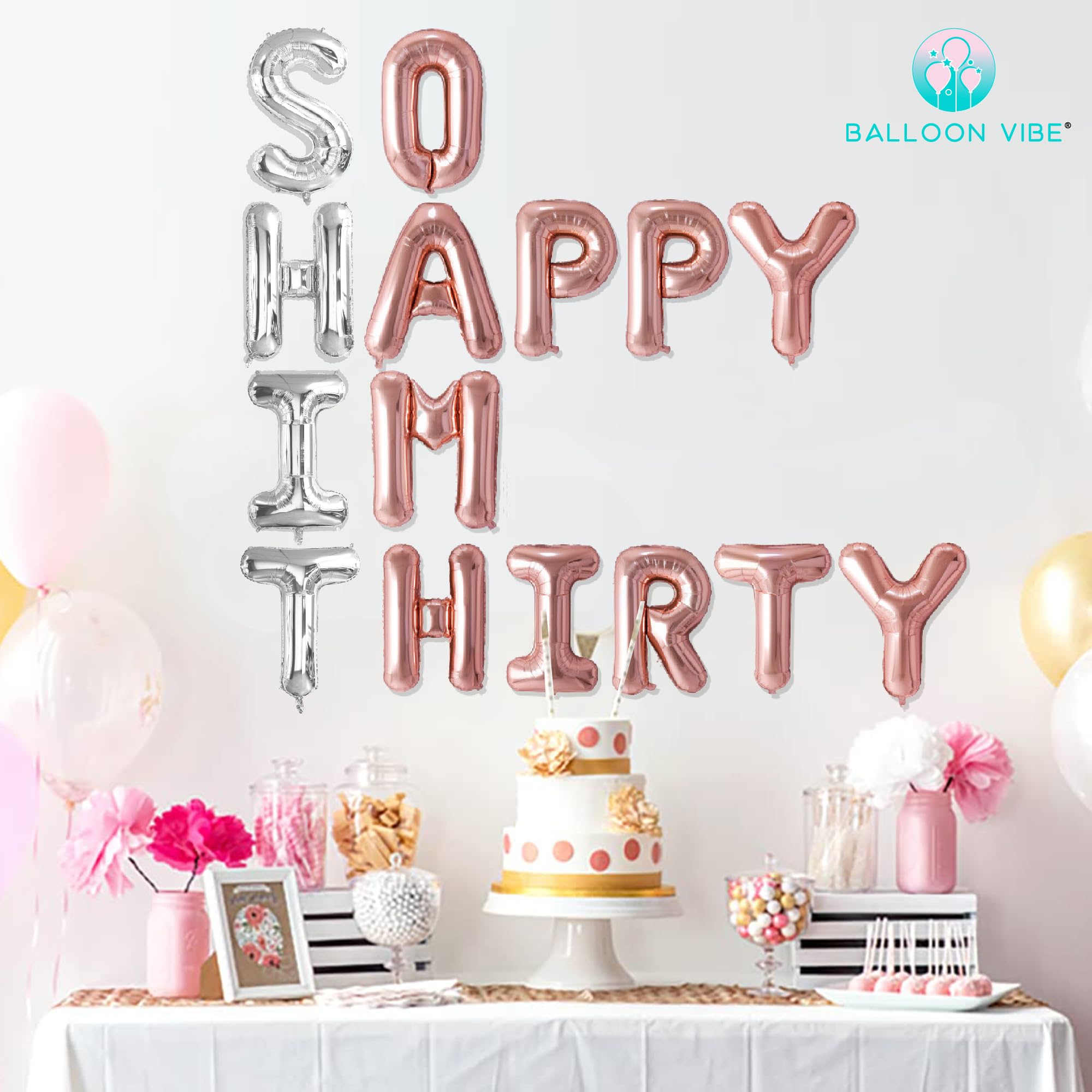 Funny 30th Birthday Decorations for Him and Her - So Happy IM 30 Phrase Letter Balloons Birthday Banner - 16” Balloon Letters Foil Balloons for Happy Birthday Décor - Dirty 30 Birthday Balloons