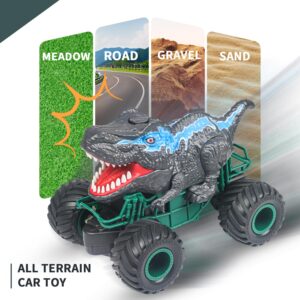 ZDCZ Remote Control Dinosaur Car, 2.4GHz RC Monster Truck Toys for Boys, Dinosaur Toys with Light, Sound & Spray, Indoor Outdoor All Terrain Electric Hobby RC Car Toys for 3 4 5 6 7 8-12 Kids