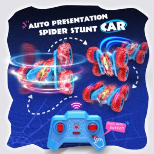 MOBI ONE RC Car for Boys Ages 3 4 5 6 7 8 9 10 Spider Remote Control Car 360° Flip 4WD Fast Stunt RC Car with Headligh Toys Car for Kids Ages 3 and up Birthday Xmas Gift