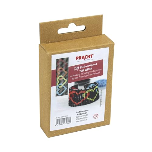 Pracht Creatives Hobby 5884-00241 DIY Craft Kit for Making a Heart Bead Bracelet, with Black and Colourful Miyuki Beads, Total Size Approx. 14 x 3 cm