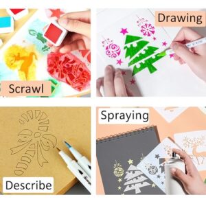 22 Sets Christmas Painting Templates Handbook Decoration DIY Skeleton Painting Stencils Reusable Airbrush Stencils Santa Tree Deer Snowman Snowflake Elements Wooden Wall Home Decor Painting