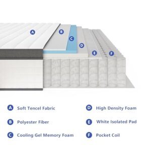 elitespace Queen Mattresses,12 Inch Queen Size Mattress in a Box,Memory Foam Hybrid White Mattress with Provide Support and Improve Sleep Mattresses,CertiPUR-US.