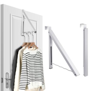 suzile 2 pcs white over the door hanger organizer foldable single closet hanger hooks retractable over the door drying rack clothing collapsible for hanging clothes towels bathrooms