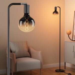 yikbik modern floor lamps with light bulb, industrial floor lamp for living room 5" light bulb 69" tall bright warm white standing lamp, e26 socket, on/off foot switch for office bedroom