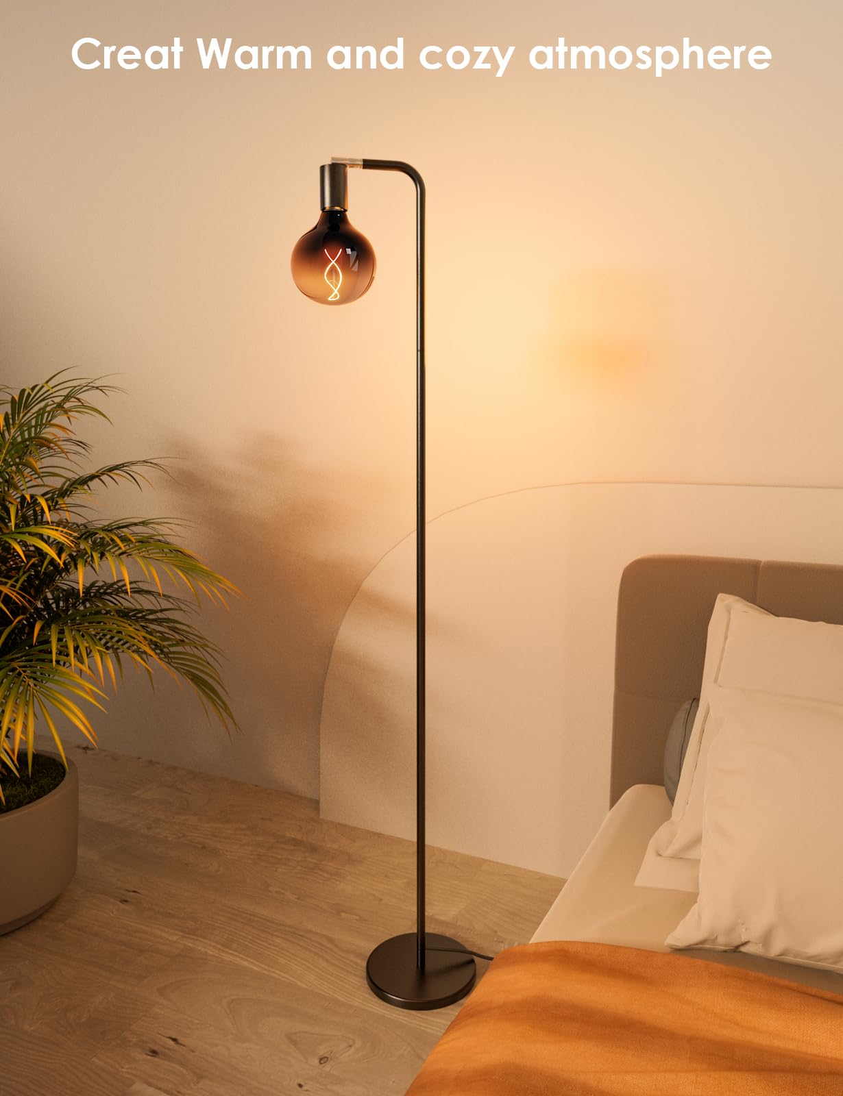 YIKBIK Modern Floor Lamps with Light Bulb, Industrial Floor Lamp for Living Room 5" Light Bulb 69" Tall Bright Warm White Standing Lamp, E26 Socket, On/Off Foot Switch for Office Bedroom