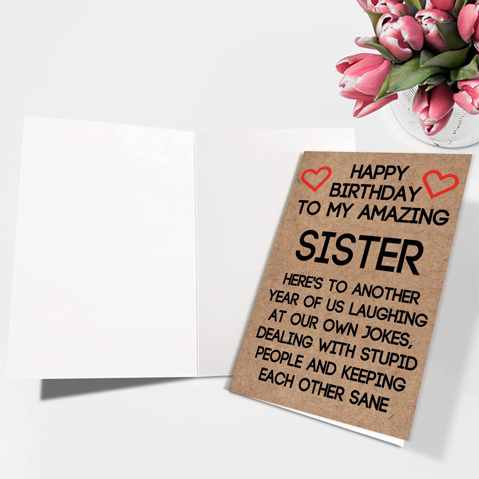 Ziwenhu Humor Sister Birthday Gift Ideas from Brother Cousin, Cute Sister Birthday Card from Best Sister, Funny Birthday Card for Sister, Happy Birthday To My Amazing Sister Card