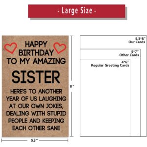 Ziwenhu Humor Sister Birthday Gift Ideas from Brother Cousin, Cute Sister Birthday Card from Best Sister, Funny Birthday Card for Sister, Happy Birthday To My Amazing Sister Card