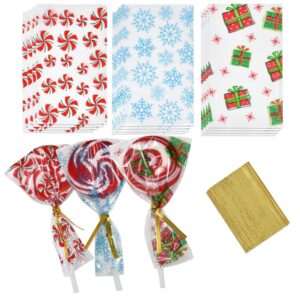 Gift Boutique 600 Small Christmas Treat Bags 3" x 5" with 600 Twist Ties Holiday Plastic Cellophane Bag for Making Your Own Lollipop Cake Pops Candy Lolly Chocolate & Cookies Easy Gift Wrapping Cello