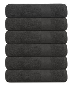 texcraft premium bath towel set, 24 x 48 pack of 6 100% cotton terry towels for bathroom, quick dry, highly absorbent, soft feel, for shower, pool, spa, gym, hand towel for daily use - chr grey