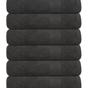 TEXCRAFT Premium Bath Towel Set, 24 x 48 Pack of 6 100% Cotton Terry Towels for Bathroom, Quick Dry, Highly Absorbent, Soft Feel, for Shower, Pool, Spa, Gym, Hand Towel for Daily Use - Chr Grey