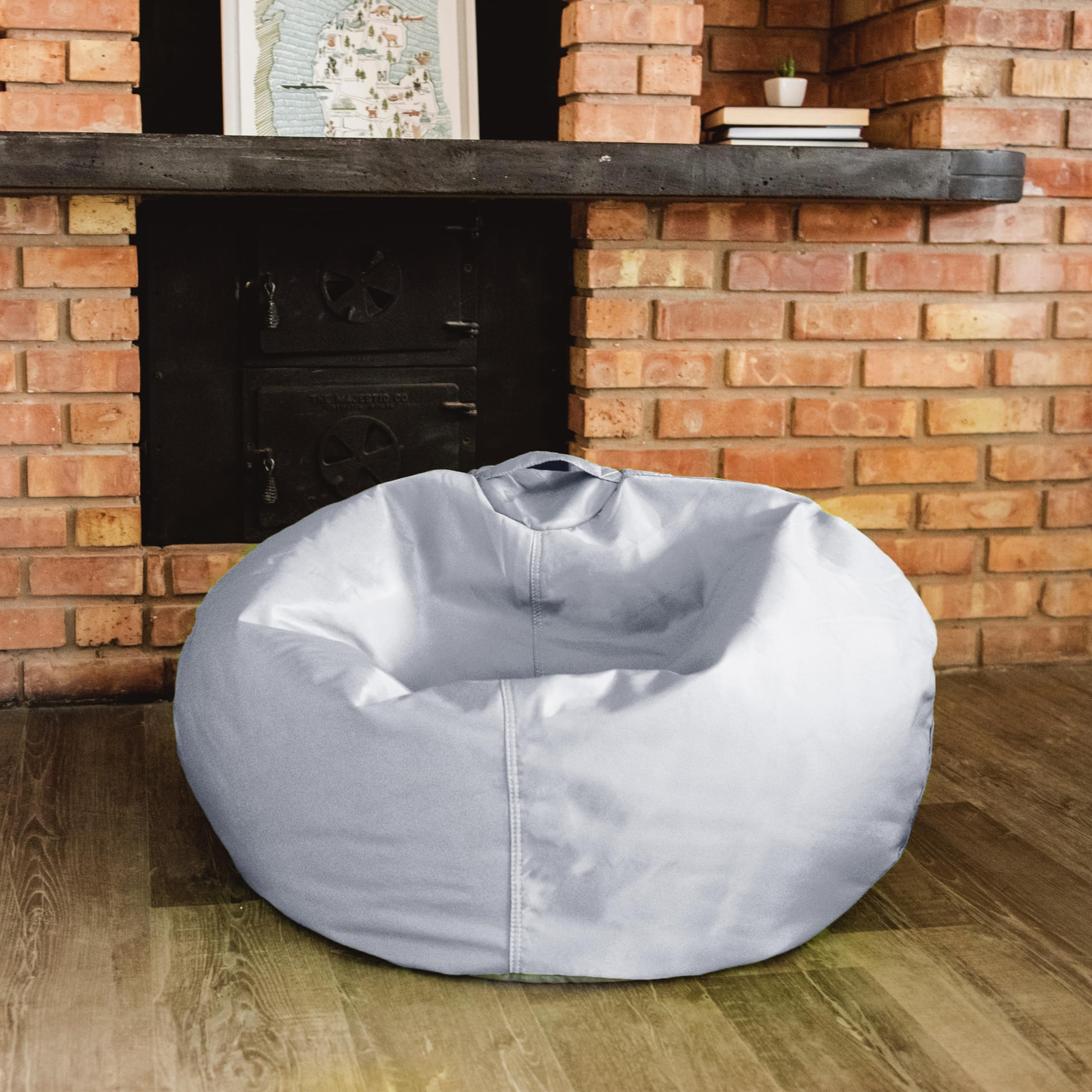 Big Joe Classic Bean Bag Chair, Gray Smartmax, Durable Polyester Nylon Blend, 2 feet Round