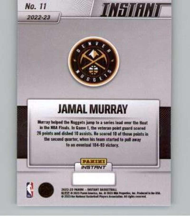 2023 Panini Instant NBA Champions Denver Nuggets (from box set) #11 Jamal Murray NBA Basketball Trading Card