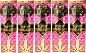 billionaire hemp natural hemp wraps - poppin' bubblegum - 2 wraps per pack - 5 pack - 10 wraps total incl. frugal smoker sticker