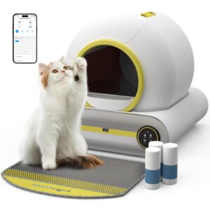 kittyclean automatic cat litter box,self cleaning cat litter box with odor-elemination&weight monitoring function,app control anti-pinch littlecat robot