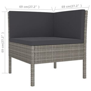 vidaXL 11-Piece Outdoor Patio Lounge Set - Weather-Resistant PE Rattan Furniture with Cushions - Gray - Modern Farmhouse Style