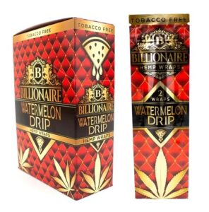 billionaire hemp natural hemp wraps - watermelon drip - 2 wraps per pack - 25 pack - 50 wraps total incl. frugal smoker sticker