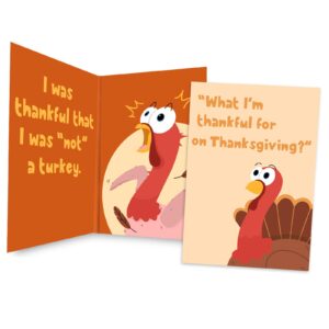 dtesl happy thanksgiving card funny, sound and shaking head motion cartoon humor with envelope - not a turkey