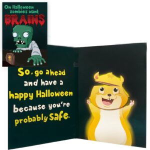 dtesl happy halloween card funny, sound and shaking head motion cartoon humor with envelope - you're probably safe