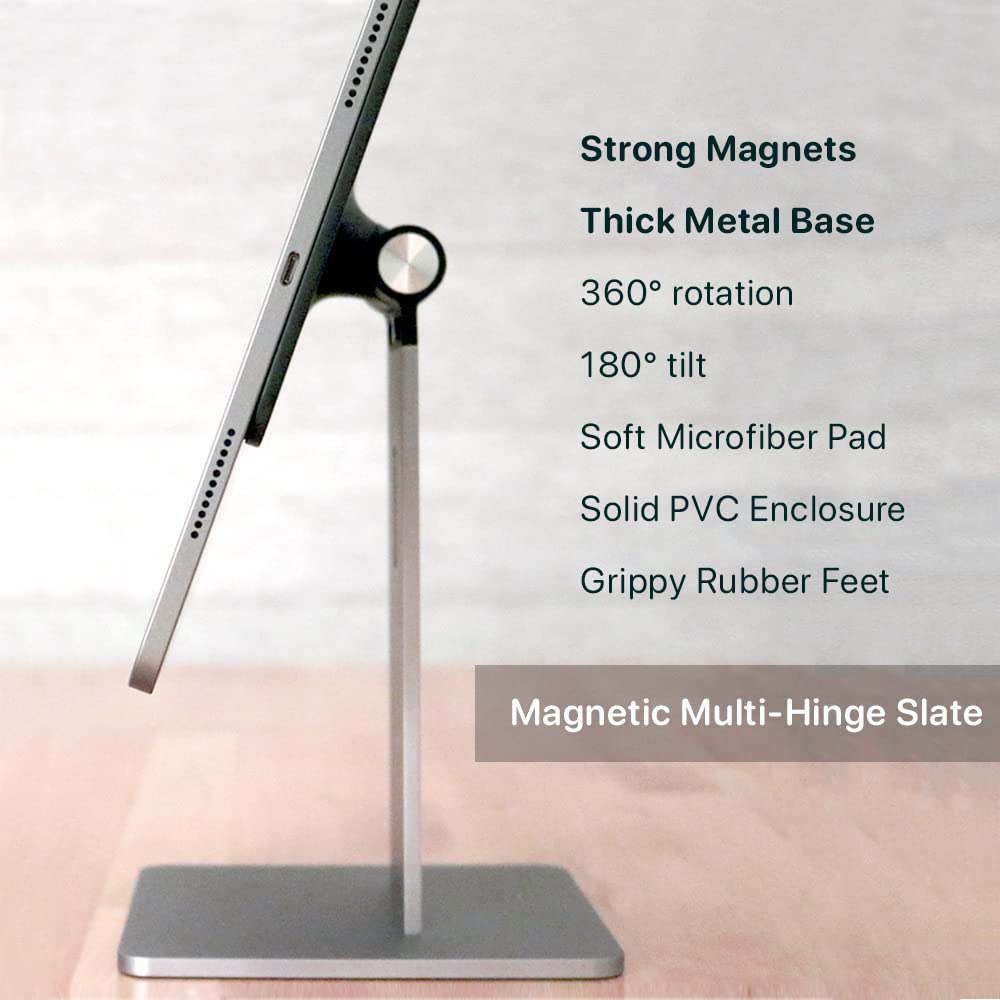 CharJenPro MagFlott V2.0: Magnetic Stand for iPad Pro 12.9", iPad Air 13" M2 (2024). Successful Kickstarter. includes 6’ USB C Cable, Stronger Magnets & Hinge, Full 360 Rotate.