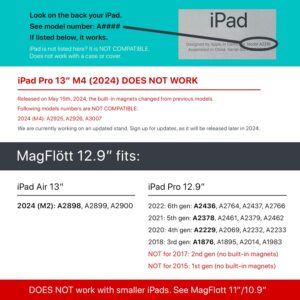 CharJenPro MagFlott V2.0: Magnetic Stand for iPad Pro 12.9", iPad Air 13" M2 (2024). Successful Kickstarter. includes 6’ USB C Cable, Stronger Magnets & Hinge, Full 360 Rotate.