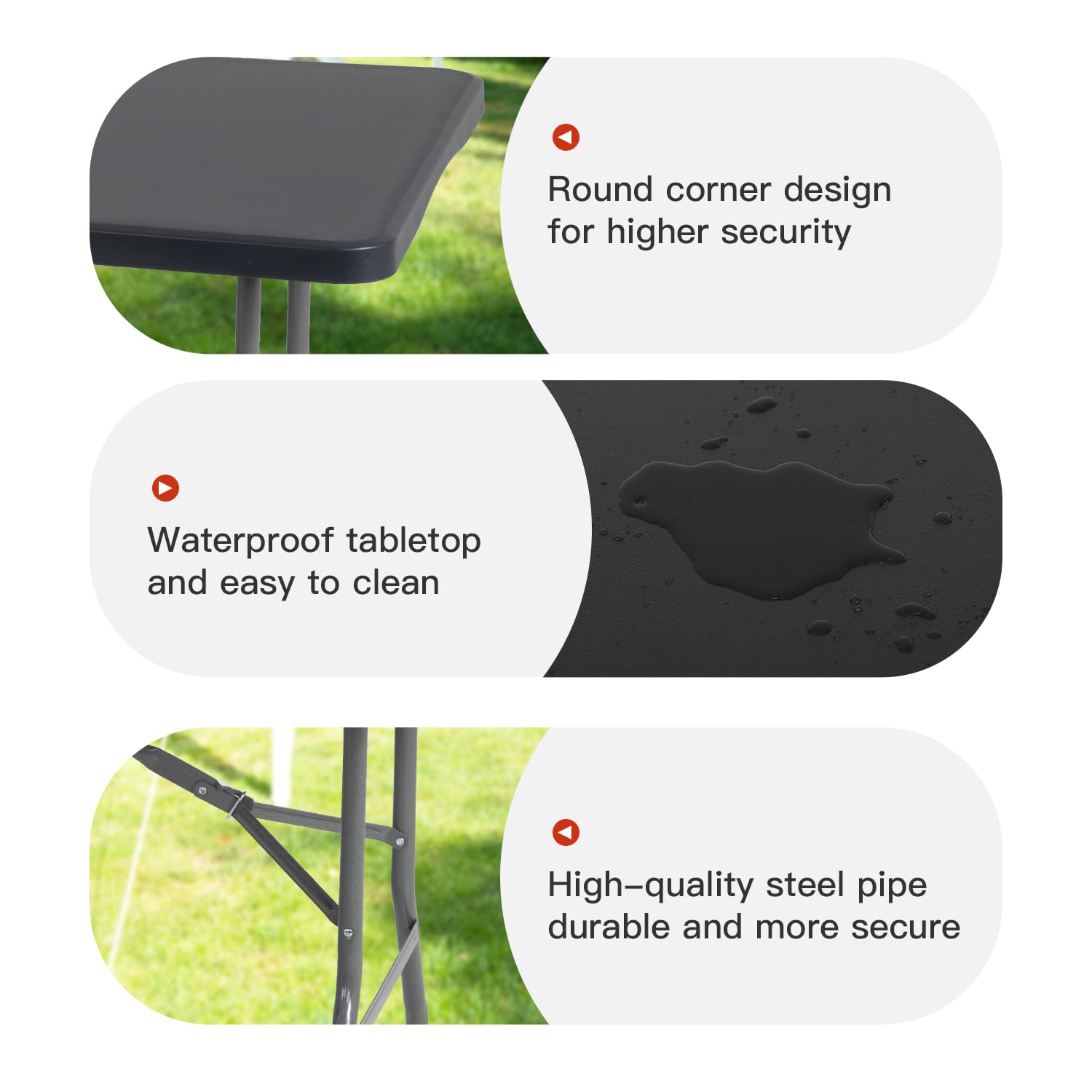 PayLessHere Folding Tables Plastic 6ft Folding Table Half Portable Foldable Table for for Parties Wedding BBQ Camping, Black 6FT