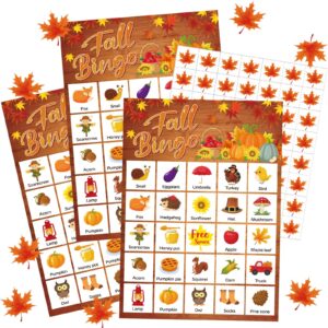 shappy 39 pcs fall bingo game cards sets for adults 28 players fall festival party games autumn bingo cards for school classroom family activities thanksgiving party supplies decoration