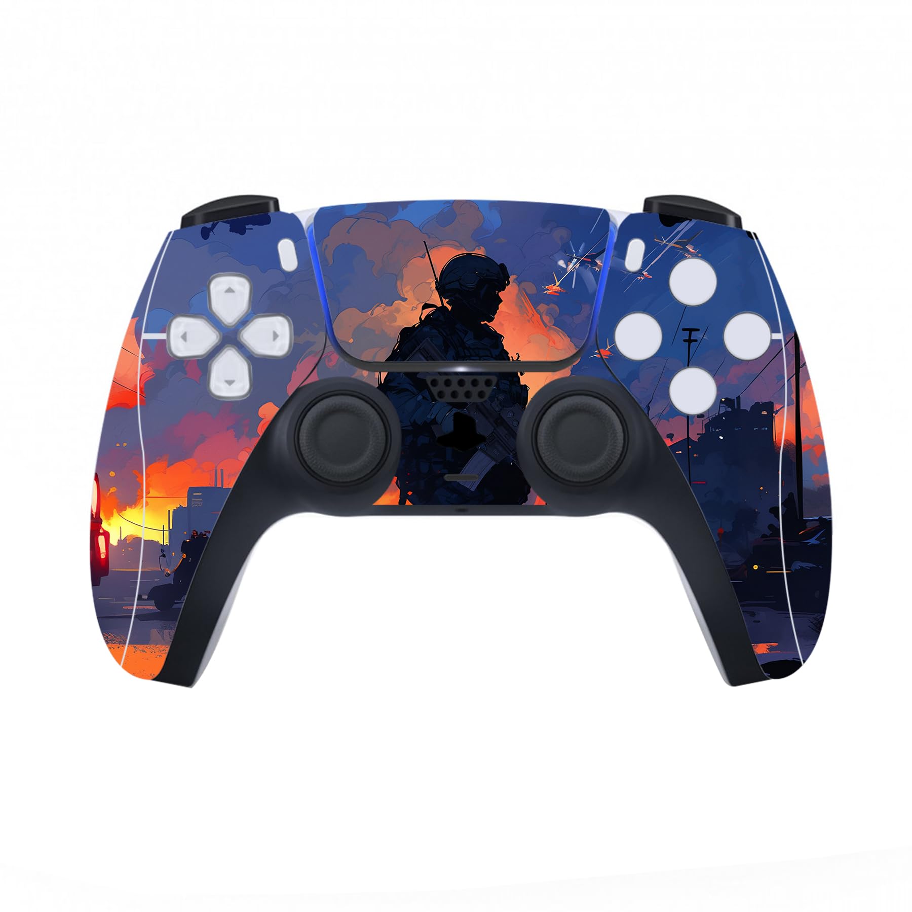 PlayVital Full Set Skin Decal for ps5 Console Disc Edition, Sticker Vinyl Decal Cover for ps5 Controller & Charging Station & Headset & Media Remote - Heroic Decision