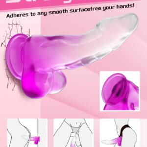 7.9 inch Realistic Dragon Dildo, G Spot Clear Dildo with Strong Suction Cup for Hands-Free Play, Anal Dildo for Vaginal Stimulaton, Adult Sex Toy for Beginner, Women and Couples