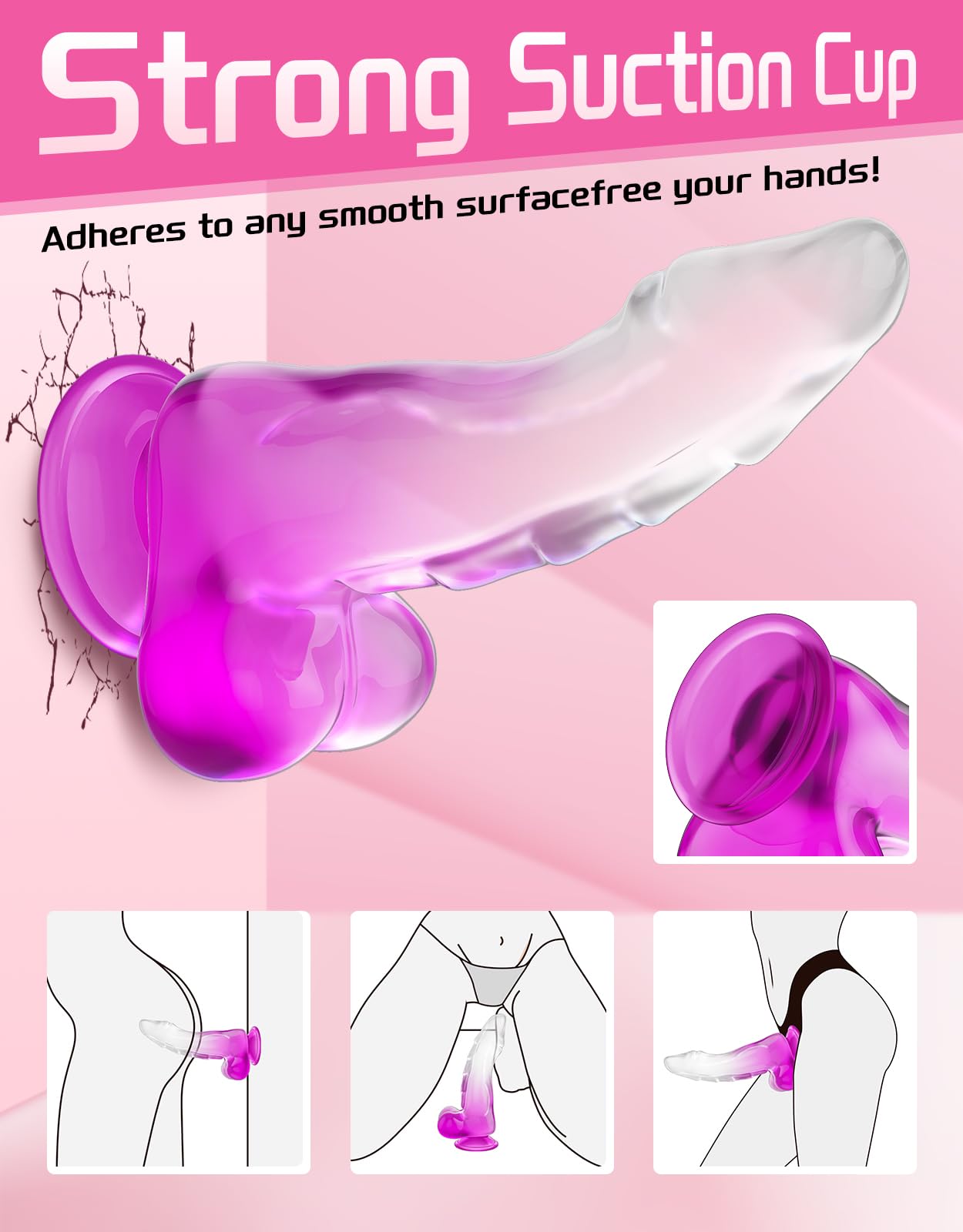 7.9 inch Realistic Dragon Dildo, G Spot Clear Dildo with Strong Suction Cup for Hands-Free Play, Anal Dildo for Vaginal Stimulaton, Adult Sex Toy for Beginner, Women and Couples