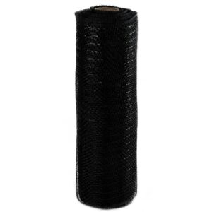 poly burlap mesh burlap deco mesh 10 inch x 10 yards, great for wreaths making, holloween party, and christmas tree decoration (black, black foil)