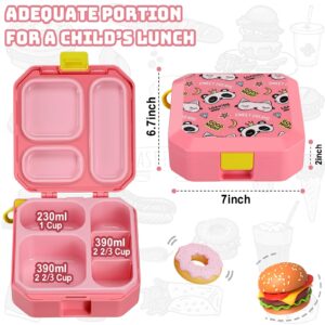 Itslife Bento Lunch Box for Kids, 3-5 Compartment with Leak Proof, 35oz Lunch Containers for Toddler, Dishwasher Safe, BPA Free, Ideal Portion 10 Designs for Kids School Gift(Pink Panda)