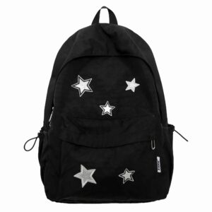 lefe liee cute y2k star backpack for women, kawaii canvas aesthetic bookbag, preppy grunge simple emo trendy backpack bag