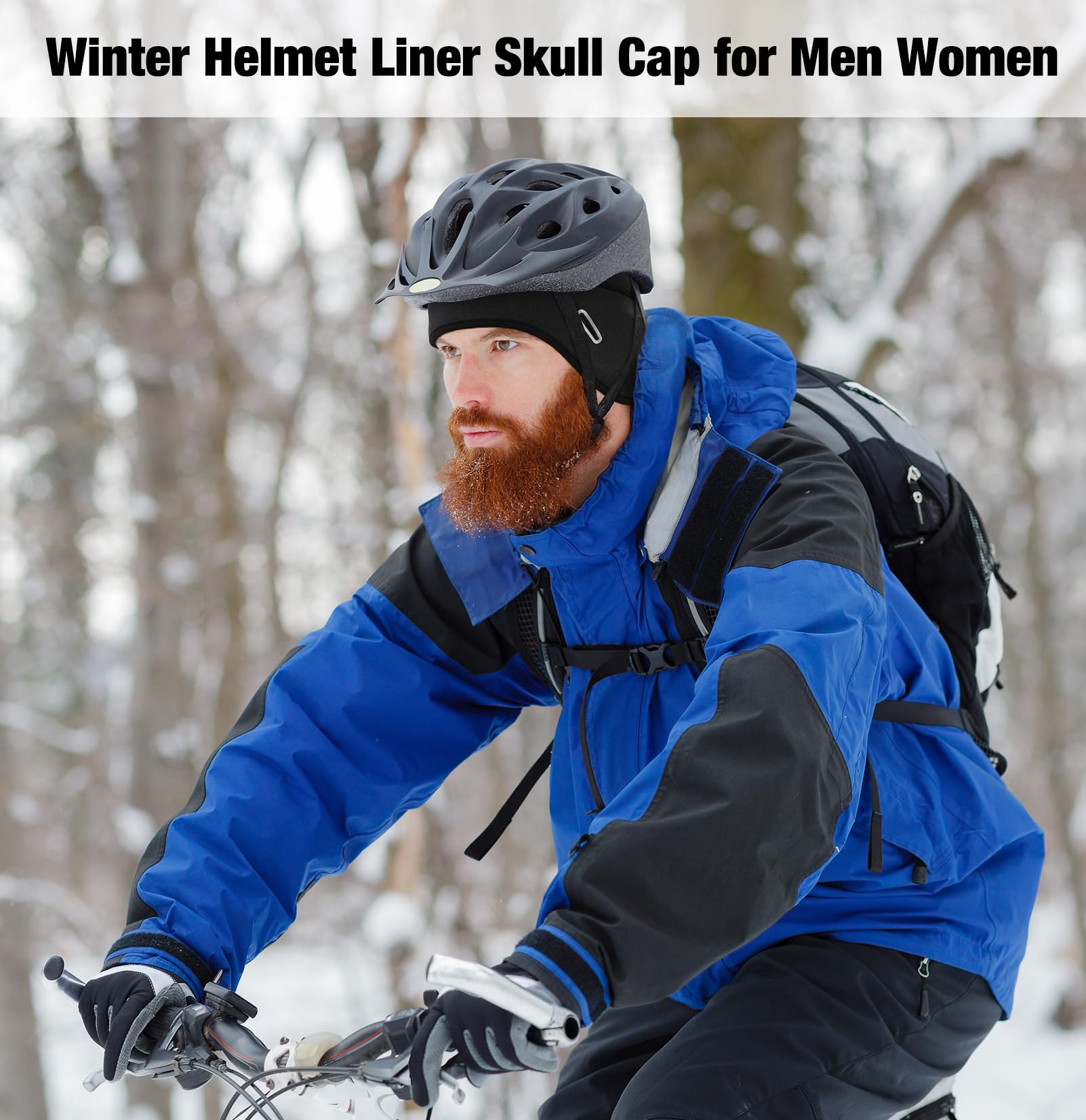 MELASA Fleece Lined Winter Cycling Beanie with Holes for Glasses - For Men, Women