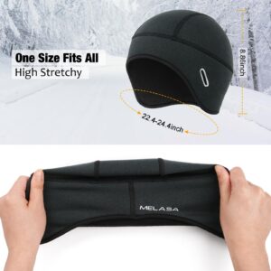 MELASA Fleece Lined Winter Cycling Beanie with Holes for Glasses - For Men, Women