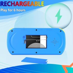 TEBIYOU Handheld Game Console for Kids Preloaded 218 Retro Video Games, Portable Gaming Player with Rechargeable Battery 3.0" LCD Screen, Mini Arcade Electronic Toy Gifts for Boys Girls, Blue