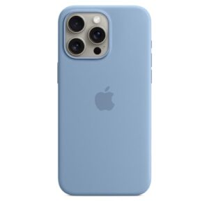 apple iphone 15 pro max silicone case with magsafe - winter blue