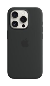 apple iphone 15 pro silicone case with magsafe - black