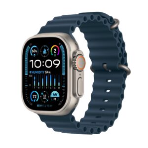 apple watch ultra 2 [gps + cellular 49mm] smartwatch with rugged titanium case & blue ocean band. fitness tracker, precision gps, action button, extra-long battery life, bright retina display