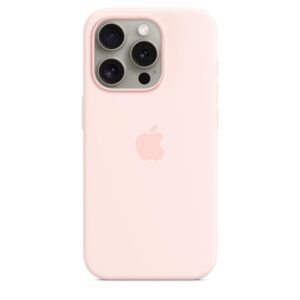 apple iphone 15 pro silicone case with magsafe - light pink