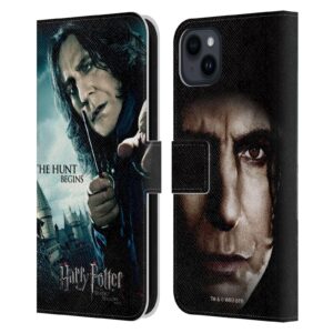 head case designs officially licensed harry potter severus snape deathly hallows vii leather book wallet case cover compatible with apple iphone 15 plus