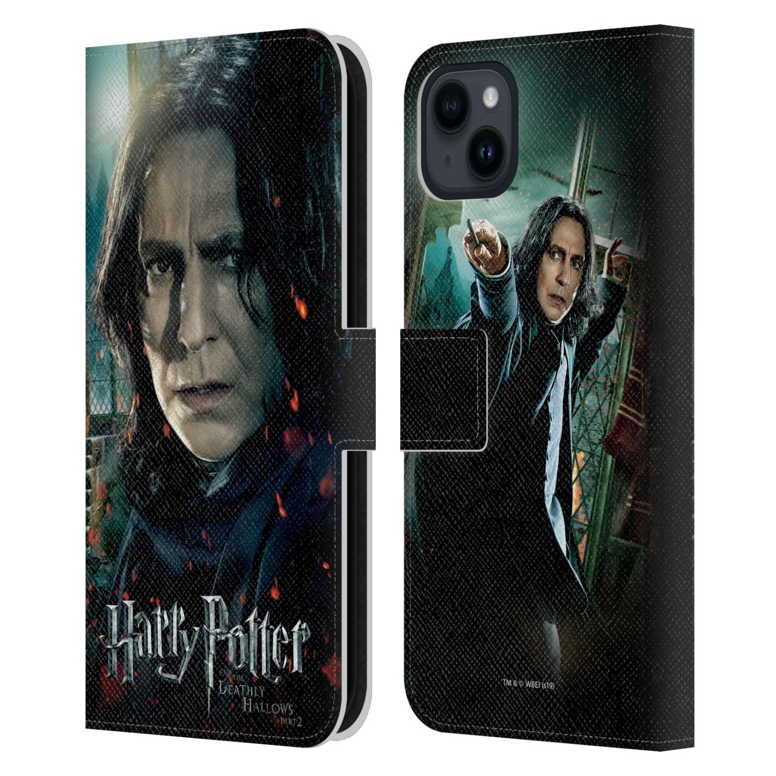 Head Case Designs Officially Licensed Harry Potter Severus Snape Deathly Hallows VIII Leather Book Wallet Case Cover Compatible with Apple iPhone 15 Plus