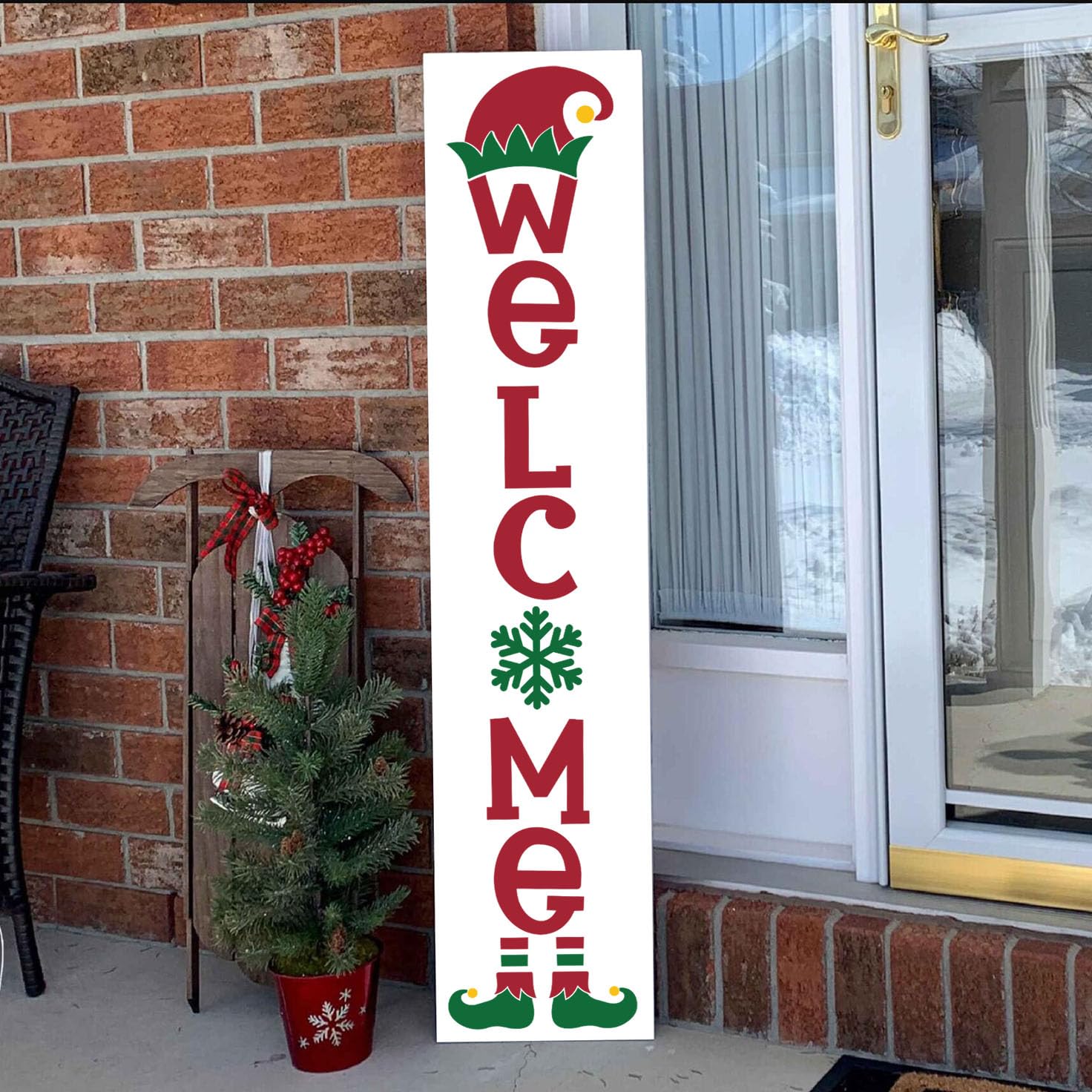 Christmas Welcome Stencils for Painting on Wood,Let It Snow Stencil for Porch Sign Merry Christmas Believe Snowman Drawing Templates for Shirts Pillow Cover Door Hanger Decor（11/12p）