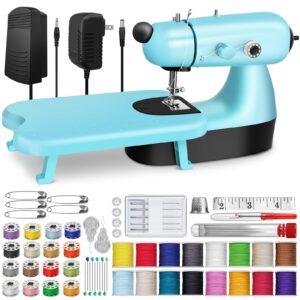 lorsou mini sewing machine, upgraded electric sewing machine with sewing bag, expansion board, led light, fast stitch suitable for clothes,jeans,cutains,diy home travel