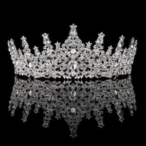 tiara for women, crystal queen crowns, rhinestone princess tiaras, royal hair accessories perfect for birthday decorations, wedding brides, and halloween cosplay (silver)