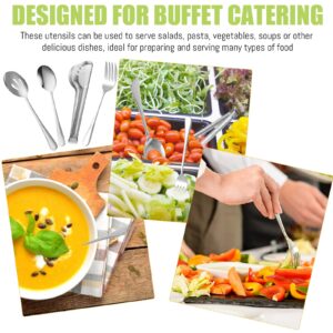 Sabary 32 Pcs Buffet Party Stainless Steel Serving Utensil Metal Buffet Serving Utensils Set with Serving Spoons, Slotted Spoon, Serving Fork, Serving Tong for Catering Party Banquet