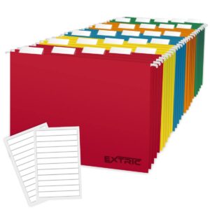 hanging file folders - reinforced 25 pack letter size file folders assorted colors, 1/5 cut heavyweight 180 gsm hanging folders - file folders for filing cabinet