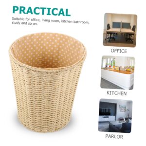 STOBAZA Hamper Straw Trash Basket Weaving Wastebaskets Little Waste Basket Decorative Baskets Kitchen Waste Fruit Storage Basket Rattan Toilet Paper Bin Office Trash Can Wicker Paper Rope